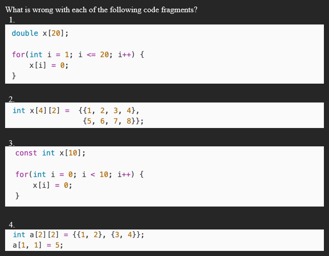 Solved What is wrong with each of the following code | Chegg.com