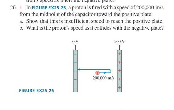 Solved 26. | In FIGURE EX25.26, a proton is fired with a | Chegg.com