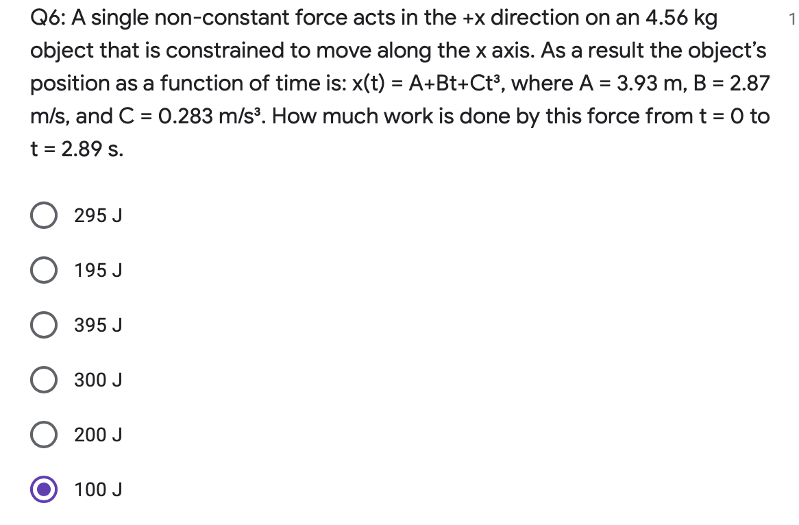 Solved Q6: A single non-constant force acts in the +x | Chegg.com