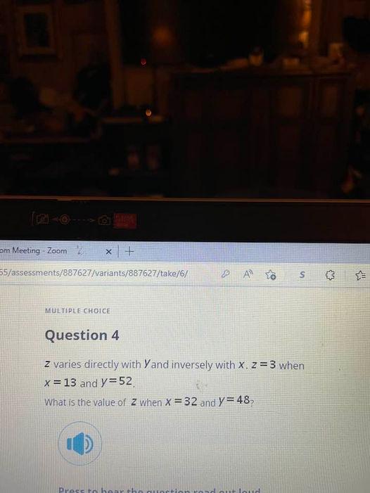 Solved z varies directly with Y and inversely with x,z=3 | Chegg.com