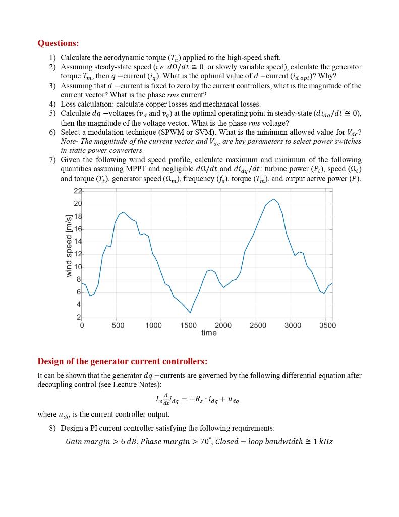 Solved Variable-speed wind power station: Consider the | Chegg.com