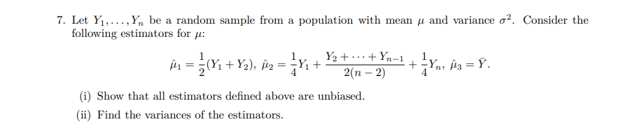 Solved Let Y1,…,Yn be a random sample from a population with | Chegg.com