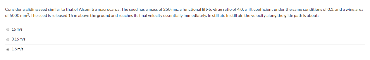 Solved Consider a gliding seed similar to that of Alsomitra | Chegg.com