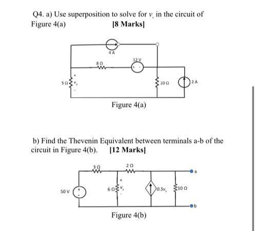 Solved Q4. a) Use superposition to solve for v in the | Chegg.com