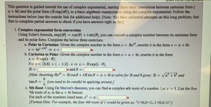 Solved | This question is guided tutorial for use of complex | Chegg.com