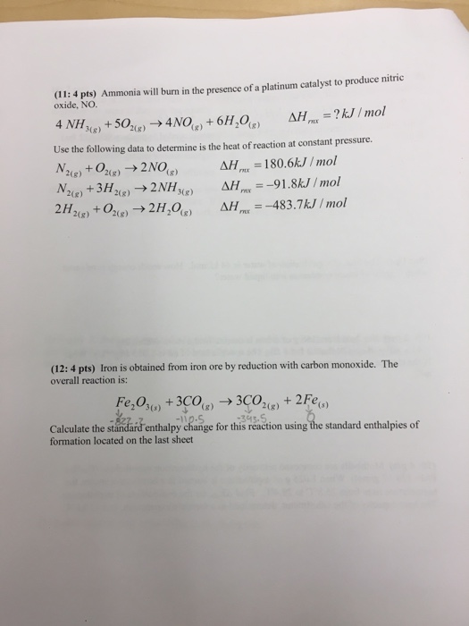 Solved Ammonia will burn in the presence of a platinum | Chegg.com