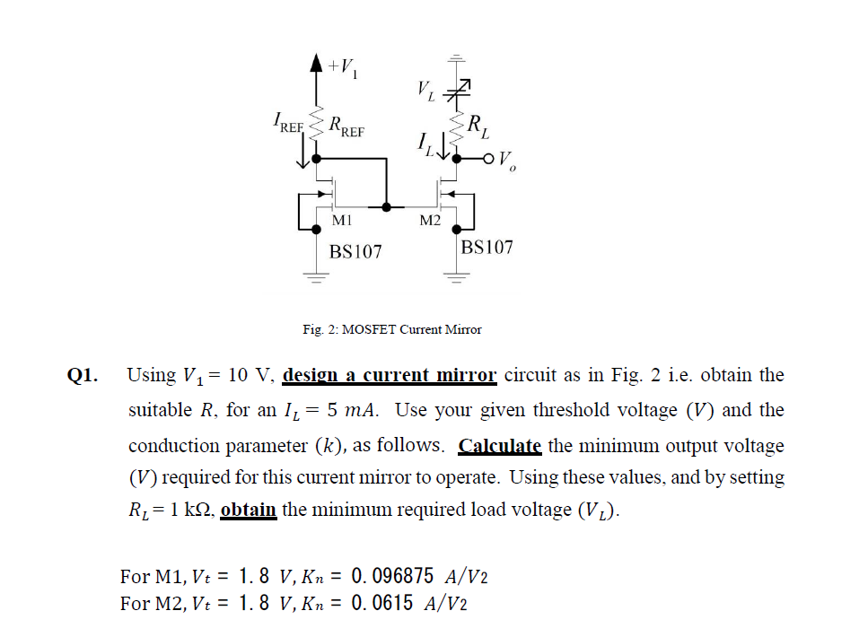 Solved REF L. M1 M2 BS107 BS107 Fig. 2: MOSFET Current | Chegg.com