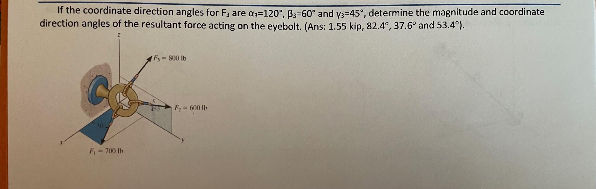 Solved If the coordinate direction angles for F3 are | Chegg.com