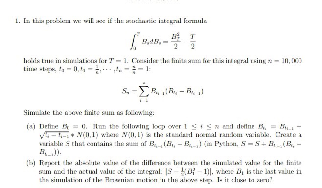 Solved 1. In this problem we will see if the stochastic | Chegg.com