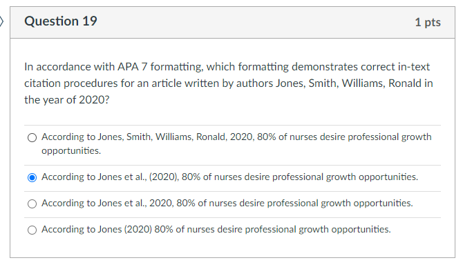 Solved In accordance with APA 7 formatting, which formatting | Chegg.com