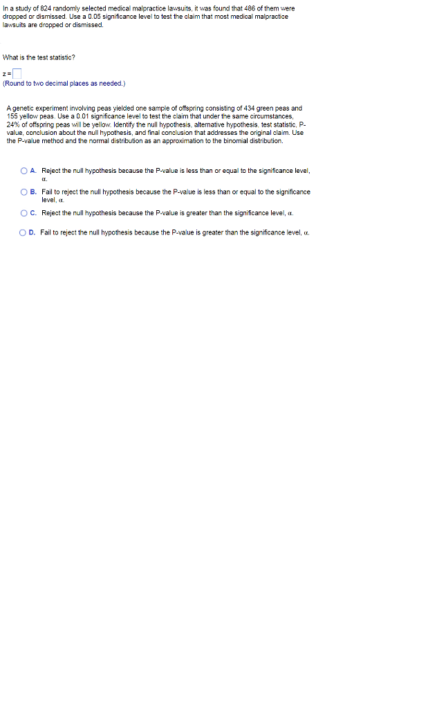 Solved In a study of 824 randomly selected medical | Chegg.com