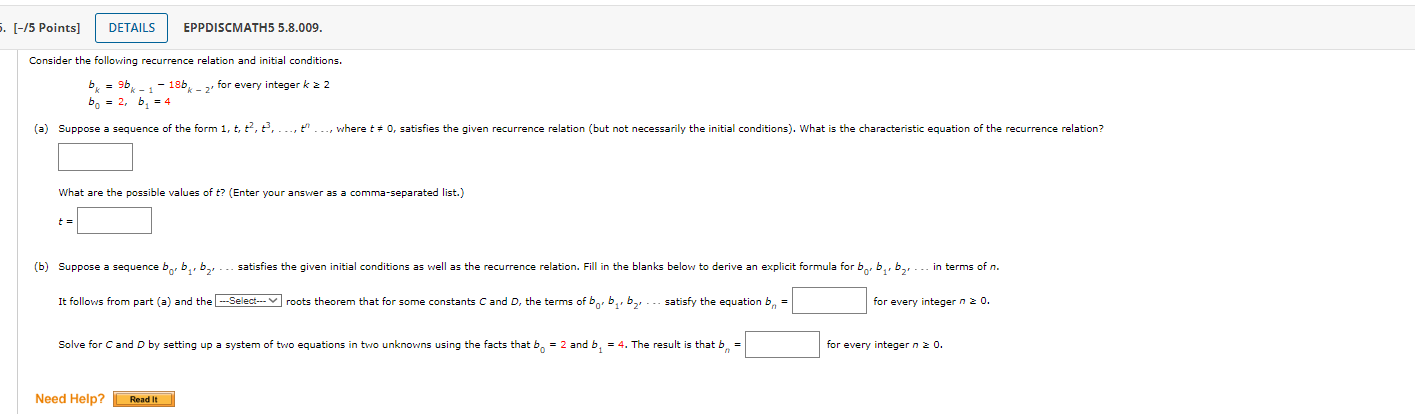 Consider The Following Recurrence Relation And
