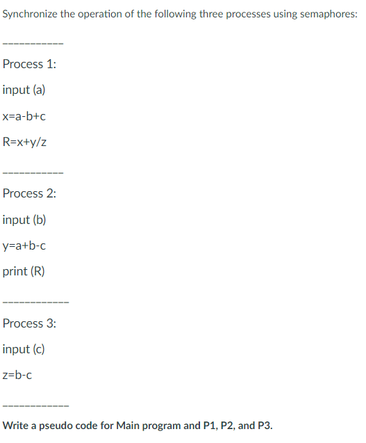 Solved Synchronize the operation of the following three | Chegg.com
