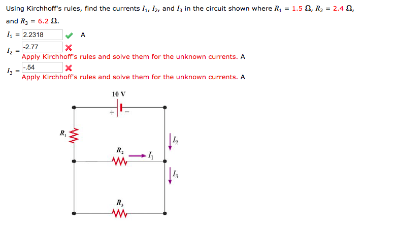 Solved Using Kirchhoff's rules, find the currents I1, I2, | Chegg.com