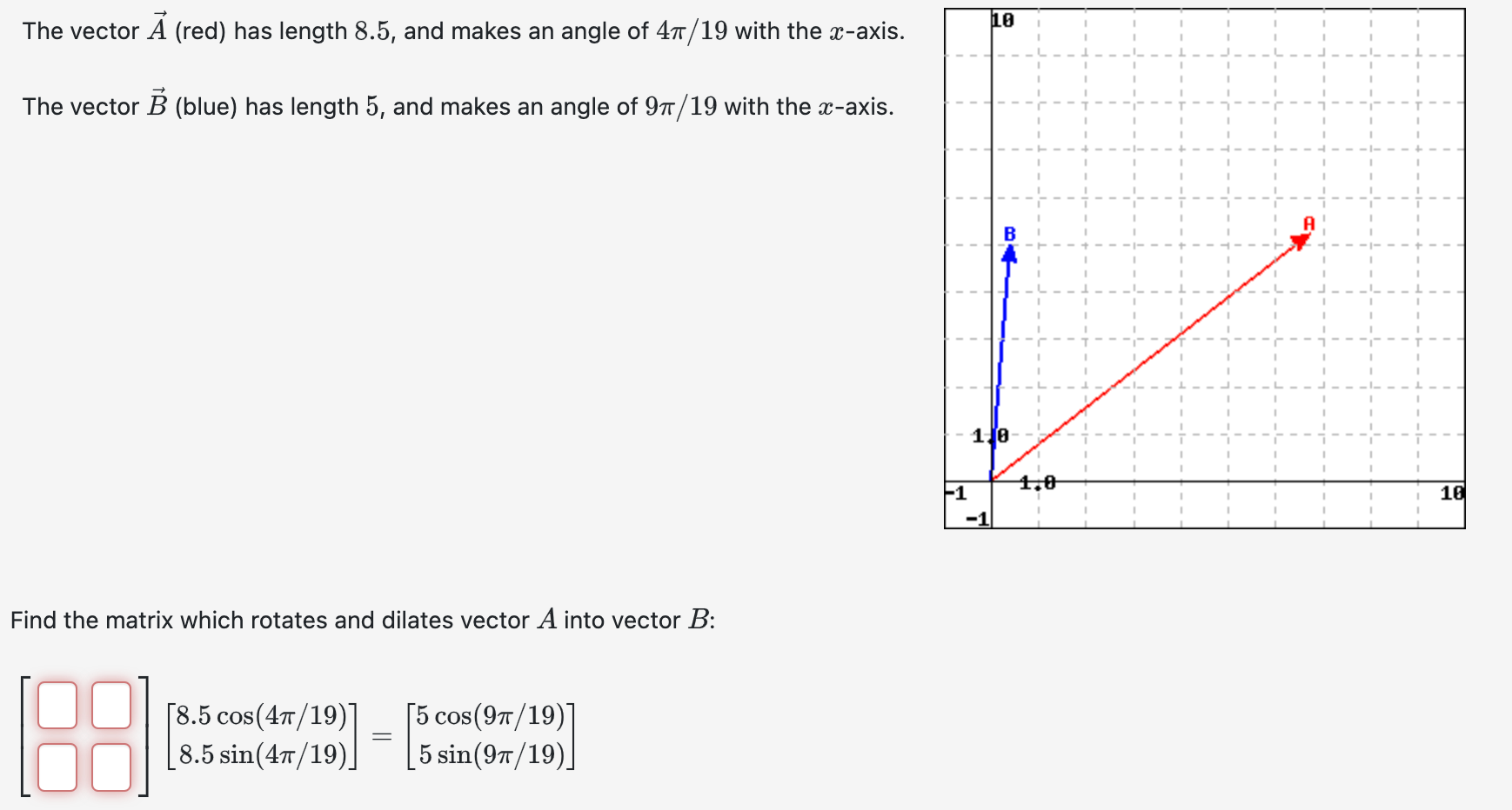 Solved The Vector A Red Has Length 8 5 And Makes An Angle