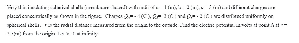 Solved Very thin insulating spherical shells | Chegg.com