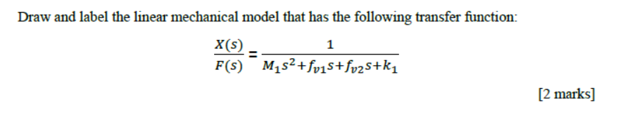 Solved Draw and label the linear mechanical model that has | Chegg.com