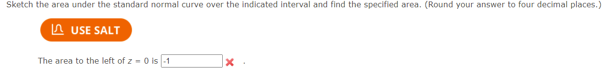 Solved Sketch the area under the standard normal curve over | Chegg.com