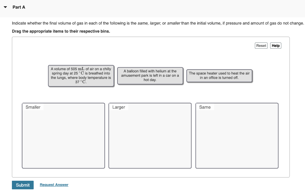 Solved Part A Indicate whether the final volume of gas in | Chegg.com