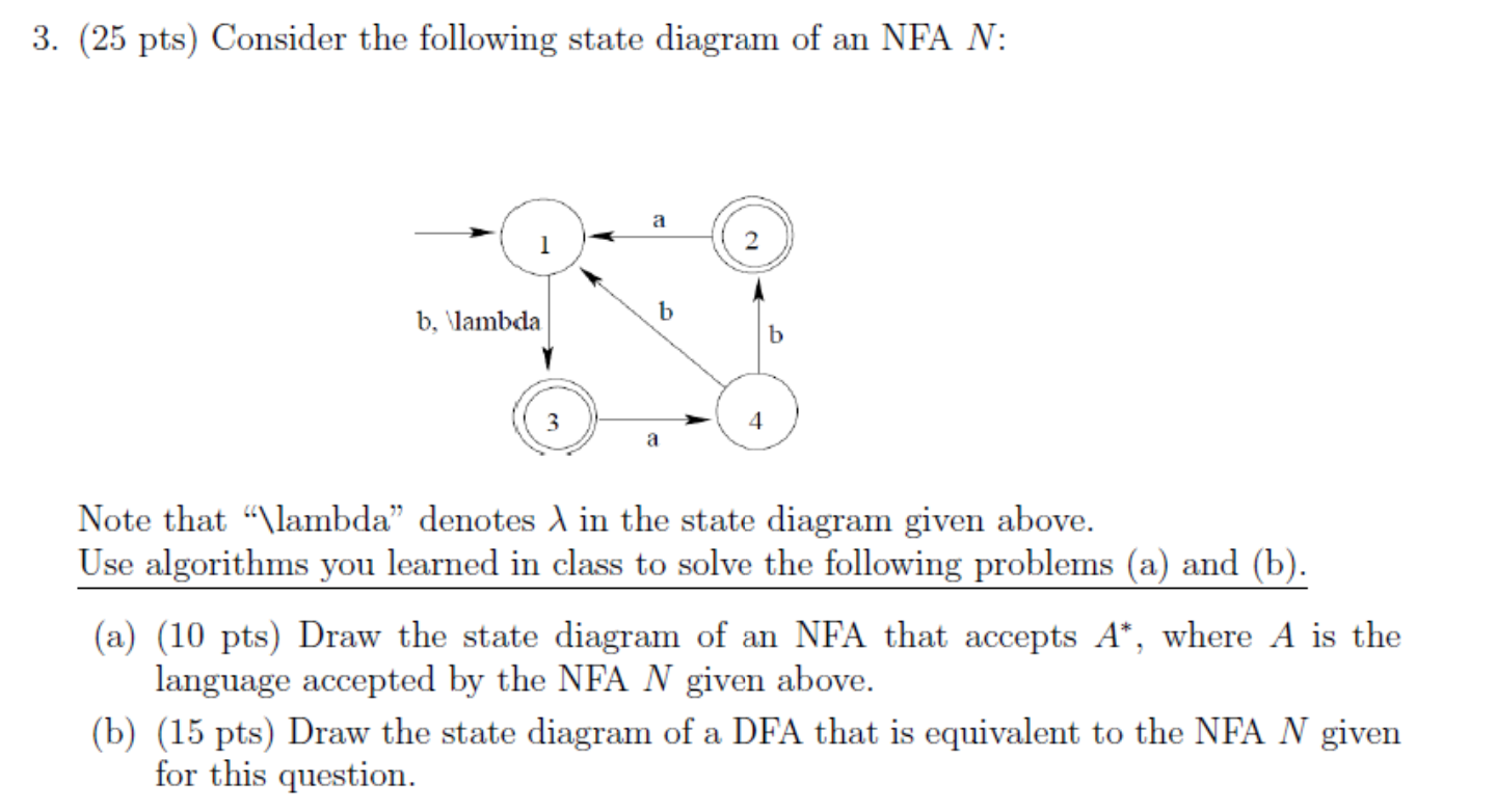 Solved 3. (25 pts) Consider the following state diagram of | Chegg.com