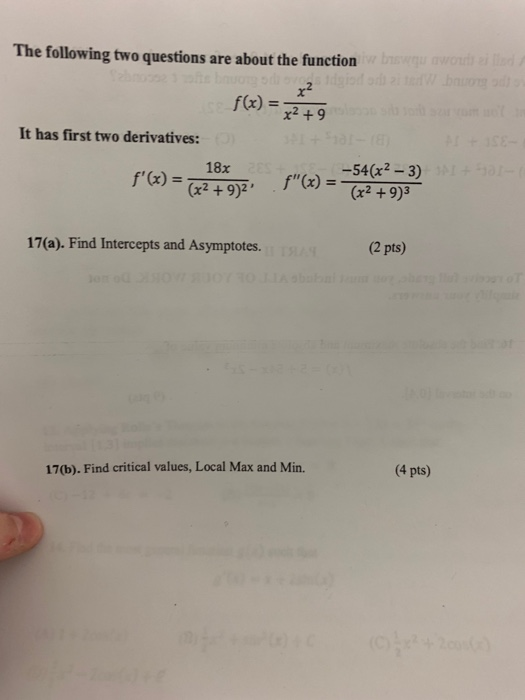 Solved The following two questions are about the function x2 | Chegg.com
