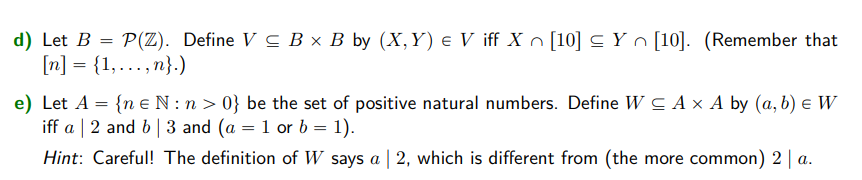 Solved For each of the relations below, determine whether or | Chegg.com