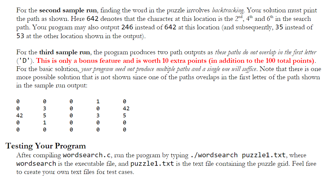 Solved Description of wordsearch.c The main program | Chegg.com