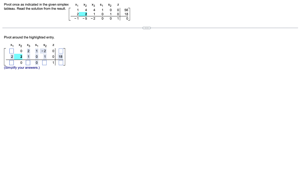 Solved tableau. Read the solution from the result. | Chegg.com