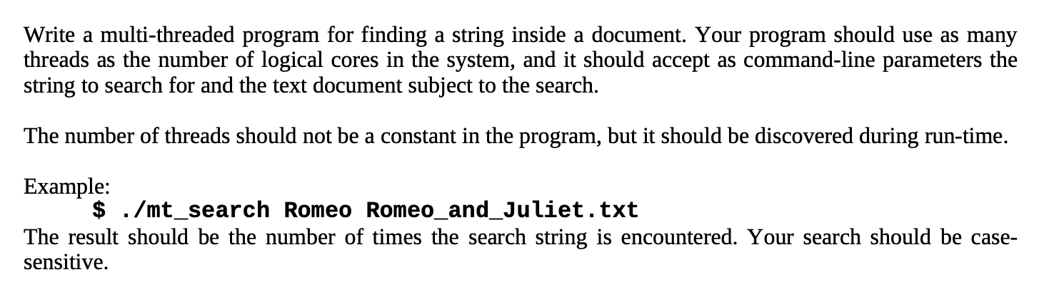 Solved Write A Multi Threaded Program For Finding A String 6081