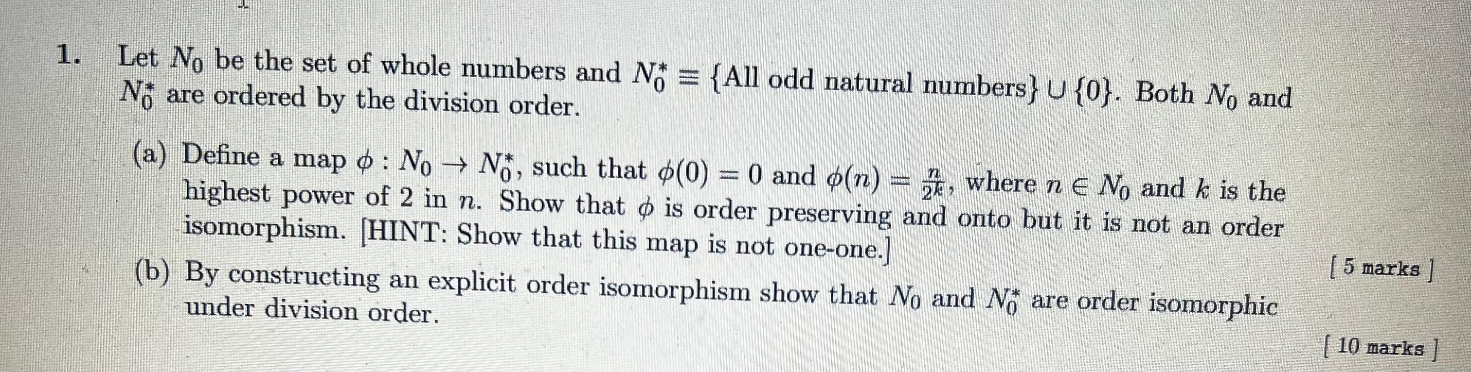 Solved Let N0 be the set of whole numbers and N∗ 0 ≡ {All | Chegg.com ...