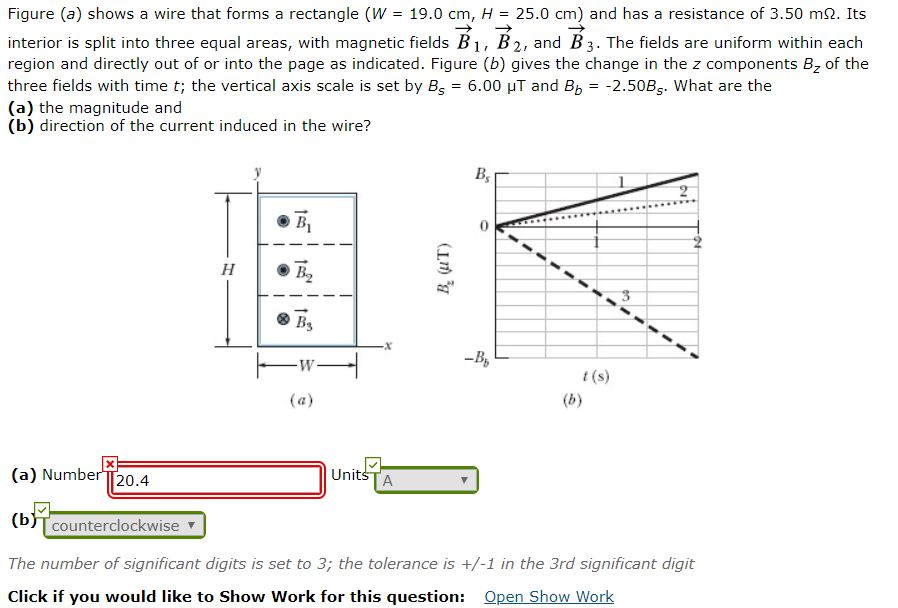 Solved Figure (a) shows a wire that forms a rectangle (W = | Chegg.com