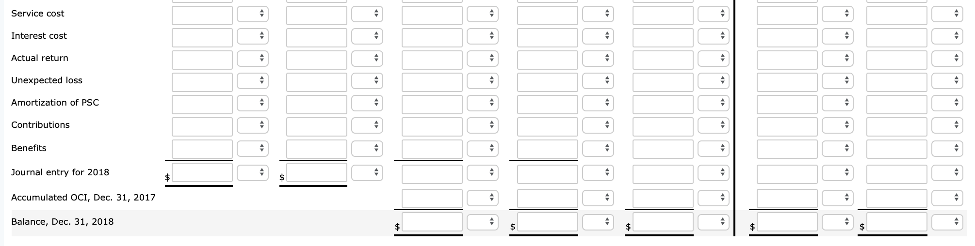 Solved Prepare a pension worksheet for the pension plan | Chegg.com