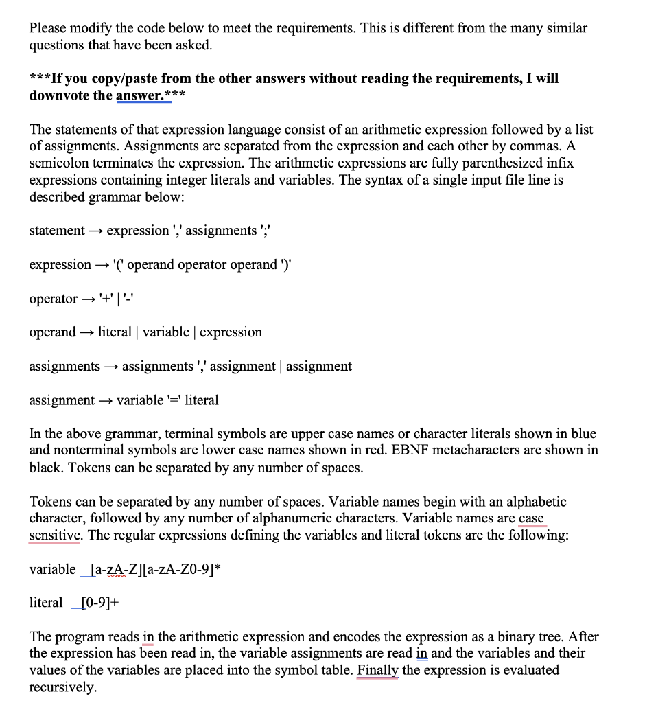 Solved Please Modify The Code Below To Meet The 