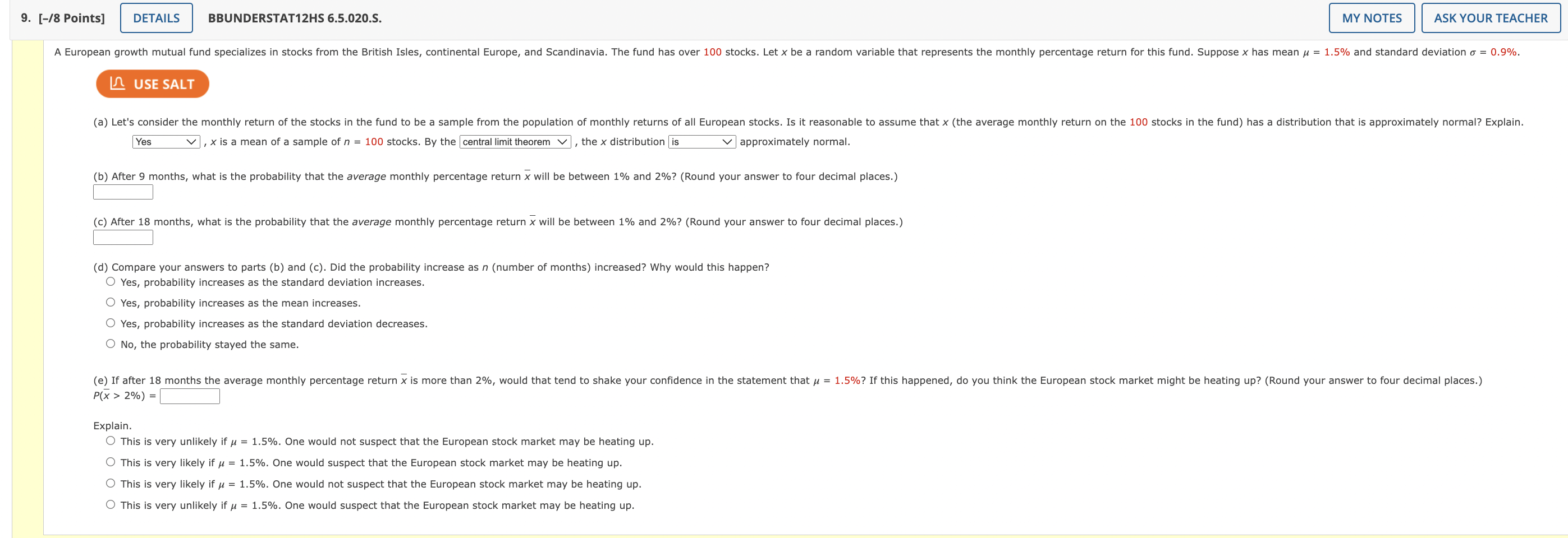 Solved ,x is a mean of a sample of n=100 stocks. By the , | Chegg.com