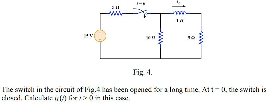 Solved Fig. 4. The switch in the circuit of Fig. 4 has been | Chegg.com