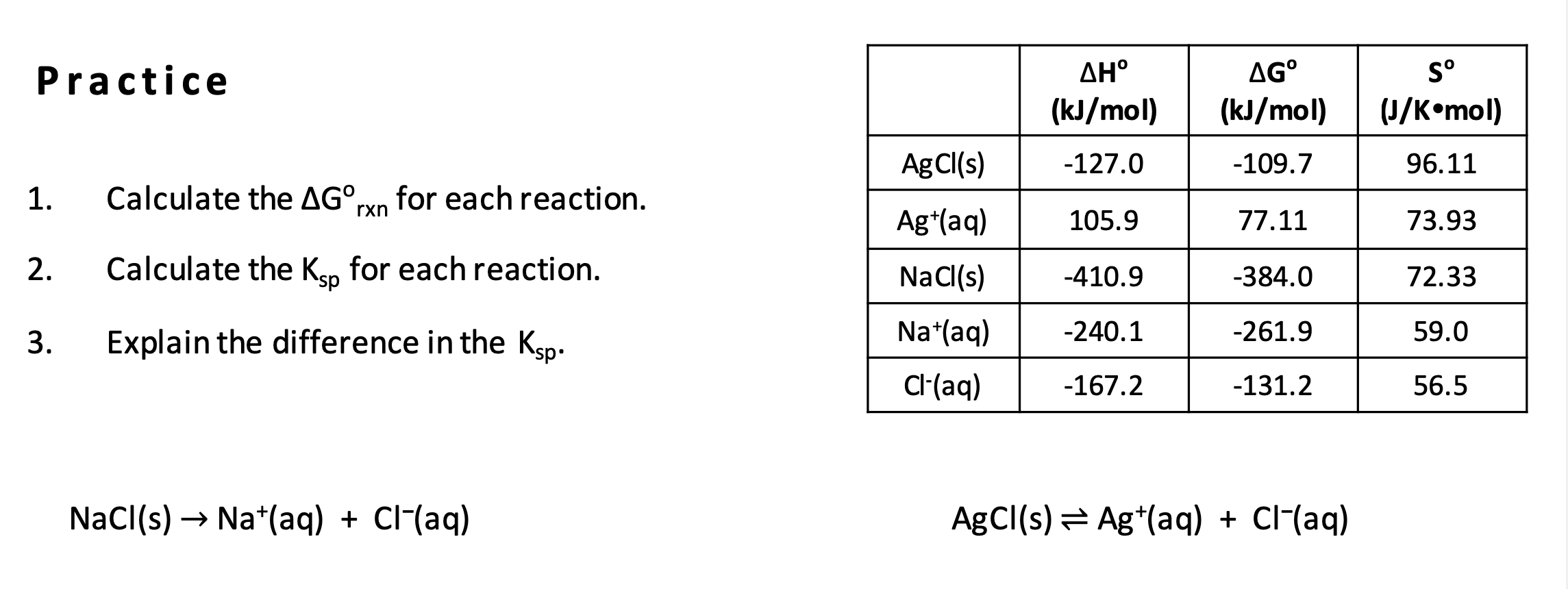 Solved Practice 1. Calculate the ΔG∘rxn for each reaction. | Chegg.com