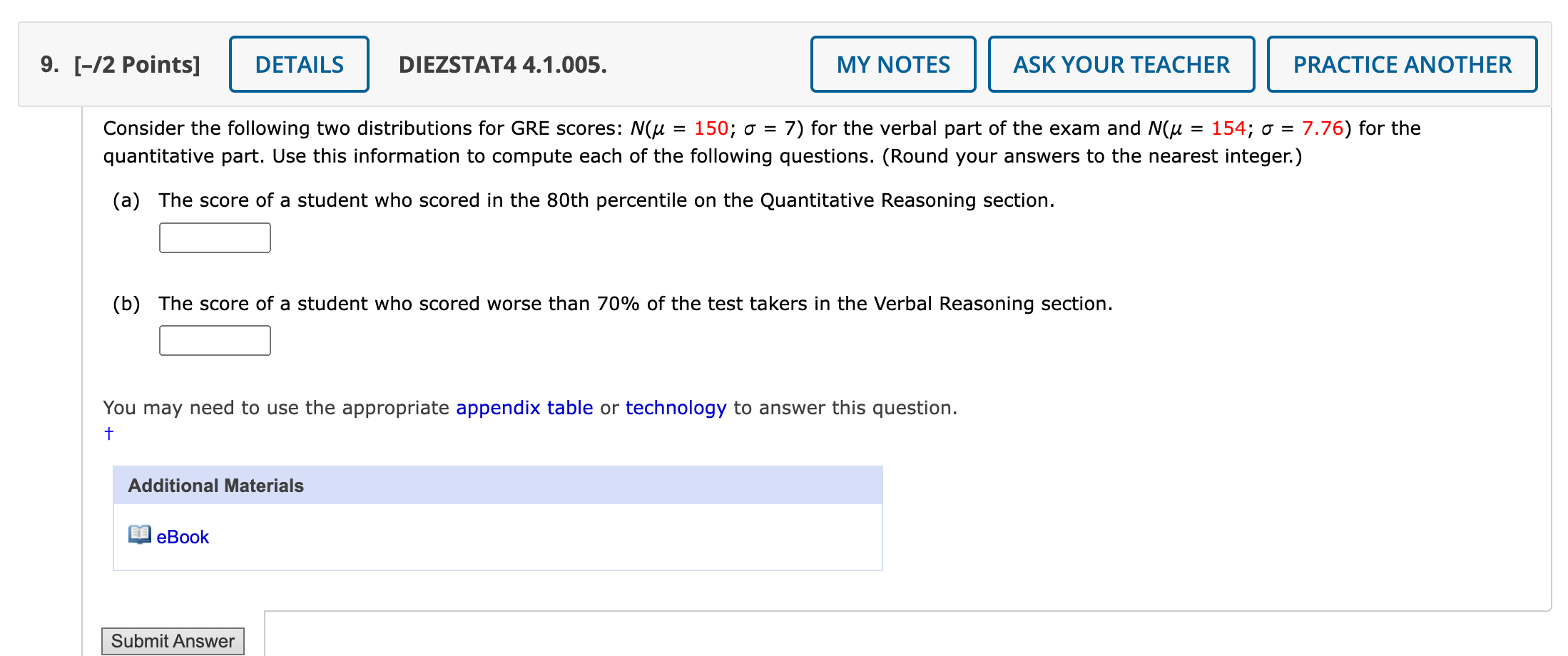 Solved Consider the following two distributions for GRE | Chegg.com