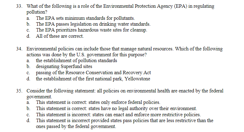 Solved 33. What of the following is a role of the | Chegg.com