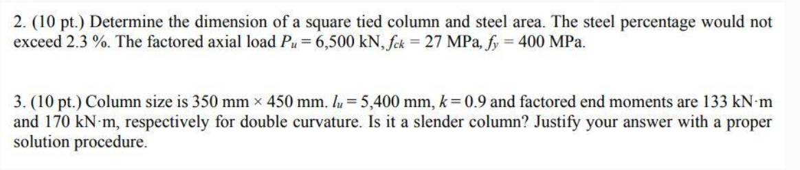 Solved (10 ﻿pt.) ﻿Determine the dimension of a square tied | Chegg.com