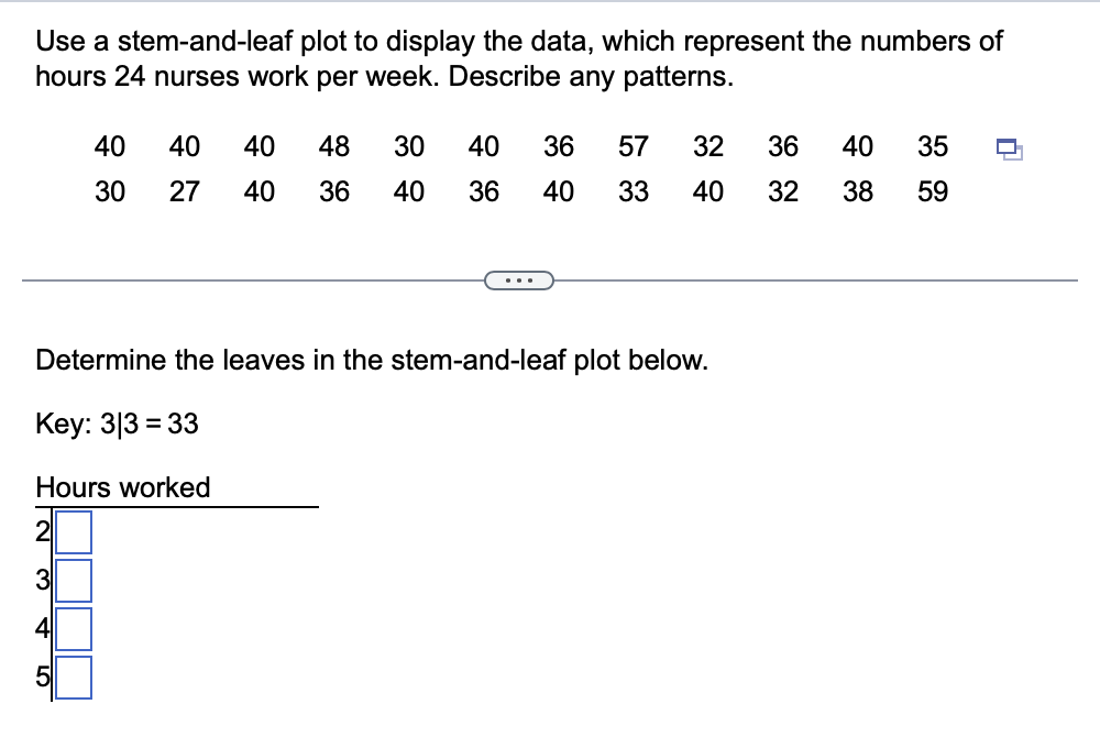 Solved Use a stem-and-leaf plot to display the data, which | Chegg.com