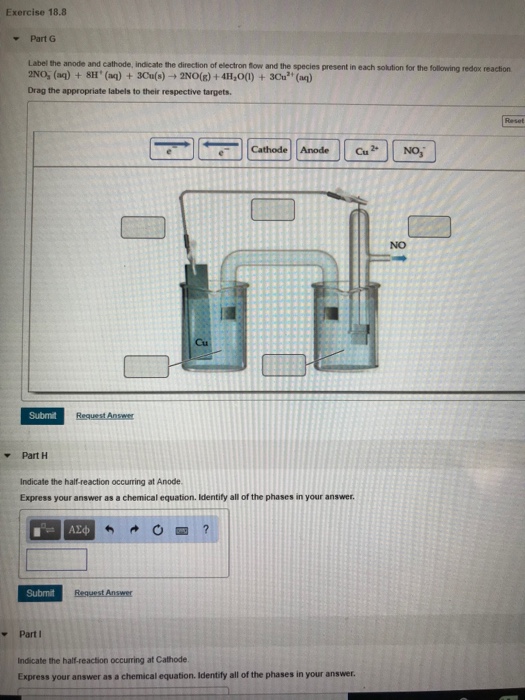 Solved Exercise 18.8 Part G Label the anode and cathode, | Chegg.com