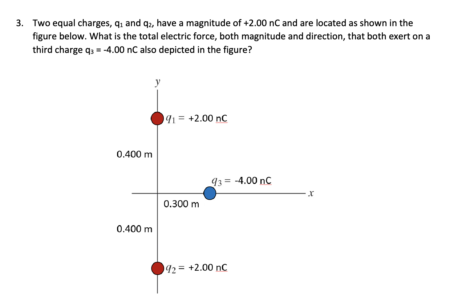 Solved Two equal charges, q1 and q2, have a magnitude of | Chegg.com