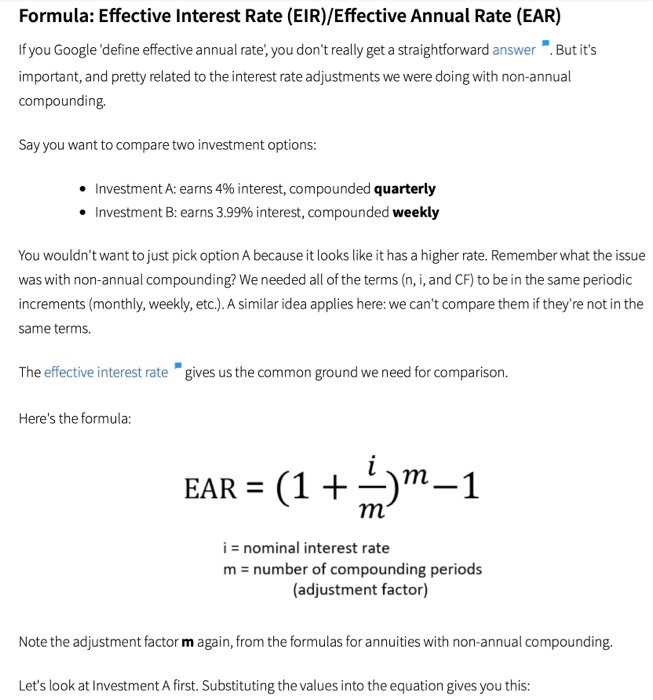 Solved Formula: Effective Interest Rate (EIR)/Effective | Chegg.com Solved Formula: Effective Interest Rate (EIR)/Effective | Chegg.com