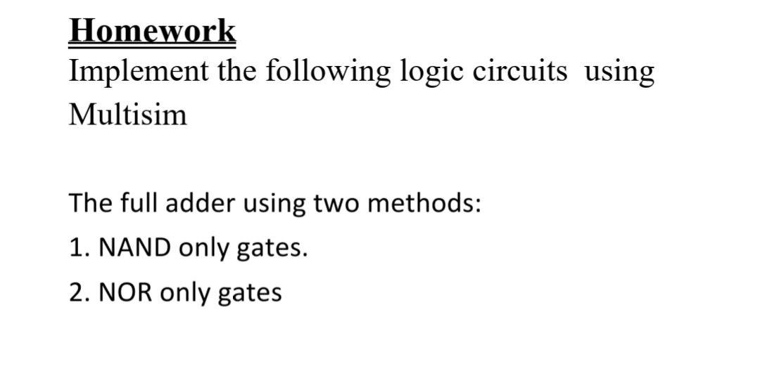 Solved Homework Implement the following logic circuits using | Chegg.com