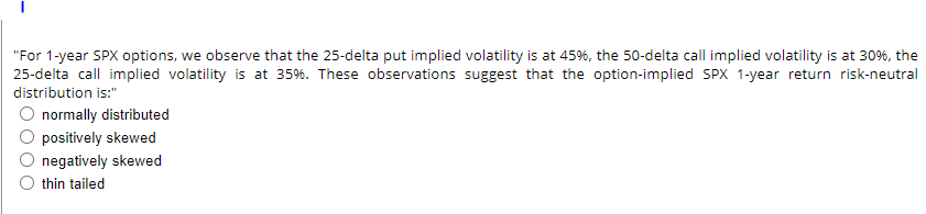 Solved "For 1-year SPX options, we observe that the 25 | Chegg.com