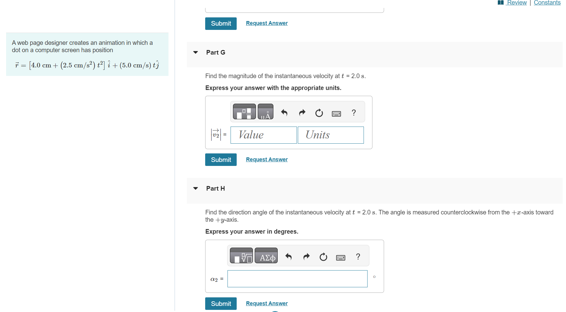 Solved A web page designer creates an animation in which a | Chegg.com