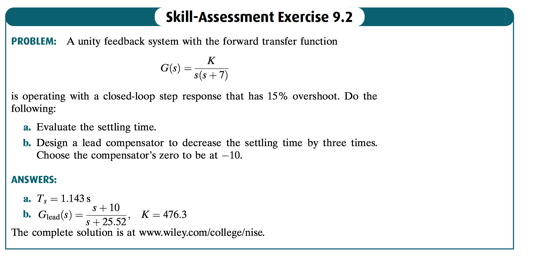 Skill-Assessment Exercise 9.2 PROBLEM: A unity | Chegg.com