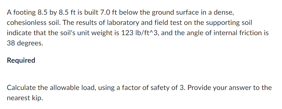 Solved A circular footing with a 1.16 m diameter is to be | Chegg.com