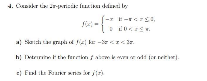 Solved 4. Consider the 2n-periodic function defined by S-r | Chegg.com