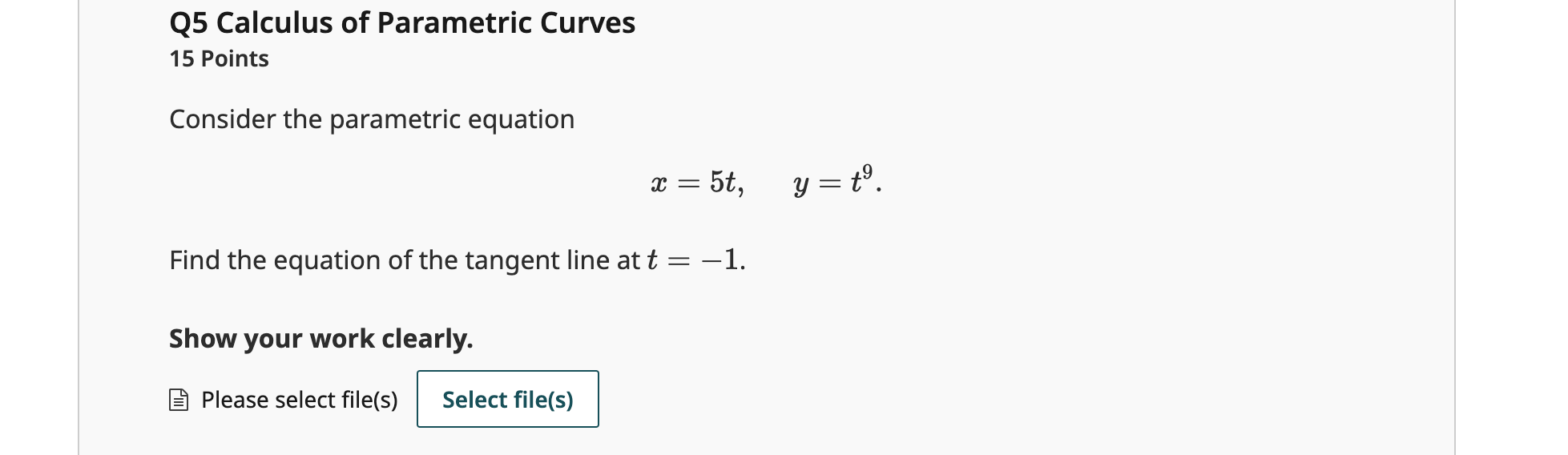 Solved Q5 Calculus of Parametric Curves 15 Points Consider | Chegg.com